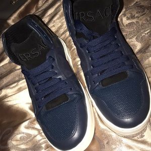 Versace | Shoes | Mens Versace Blue Snake Skin Leather Sneaker | Poshmark